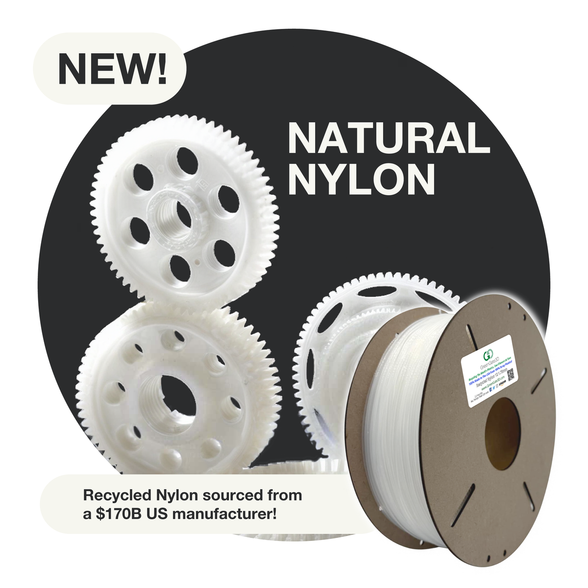 Natural Recycled Nylon 12: New and Coming Soon (Not PET-G) 500g ...